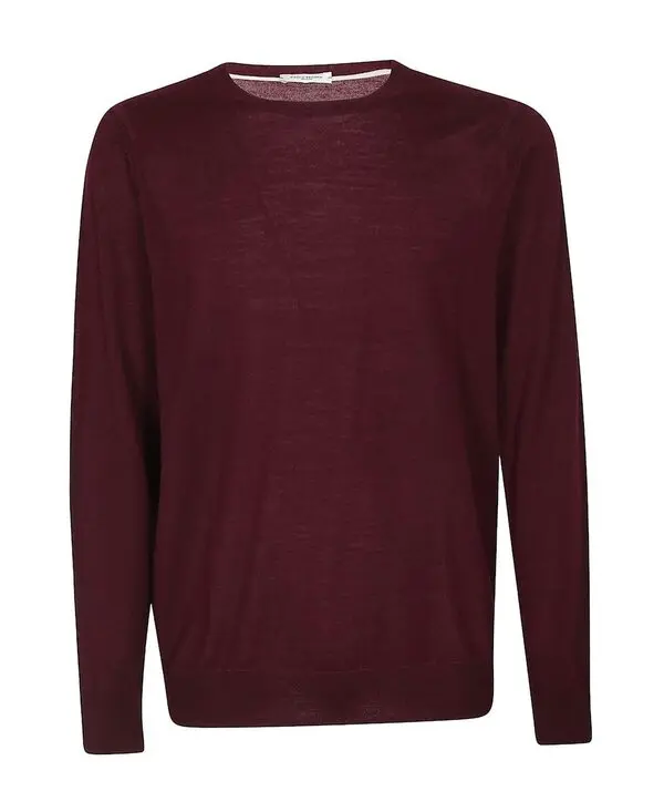 PAOLO PECORA Crew Neck Fine Knit Wool Sweater - Brown