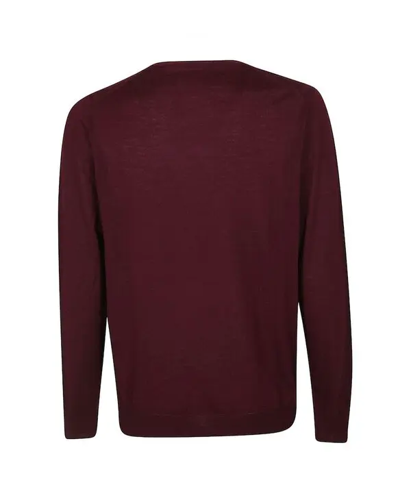 PAOLO PECORA Crew Neck Fine Knit Wool Sweater - Brown