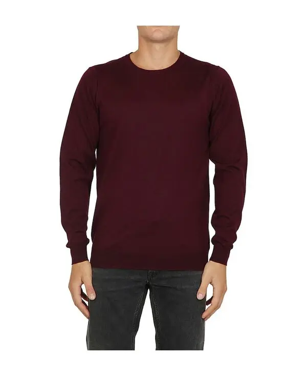 PAOLO PECORA Crew Neck Fine Knit Wool Sweater - Brown
