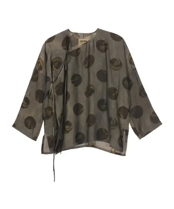 UMA WANG Polka-dot Print Tie-detailed Top