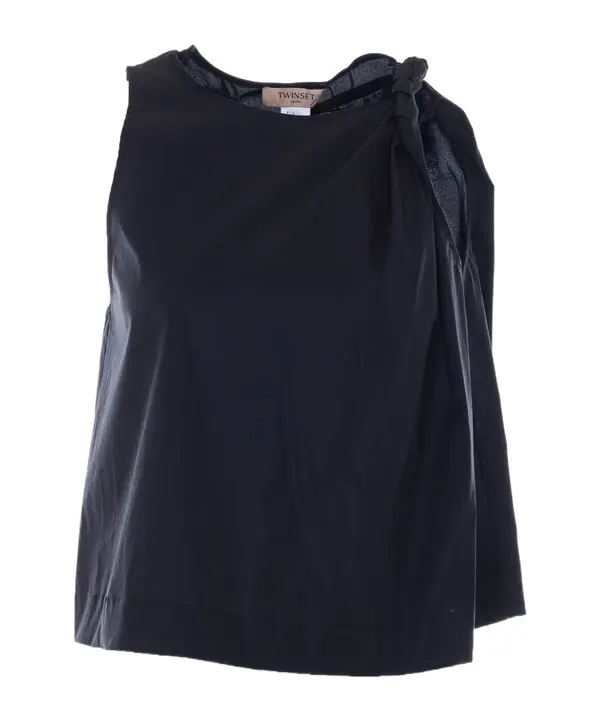 TWINSET Knot Detail Draped Top - Black