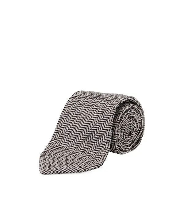 TOM FORD Geometric Pattern Neck Tie - Gray