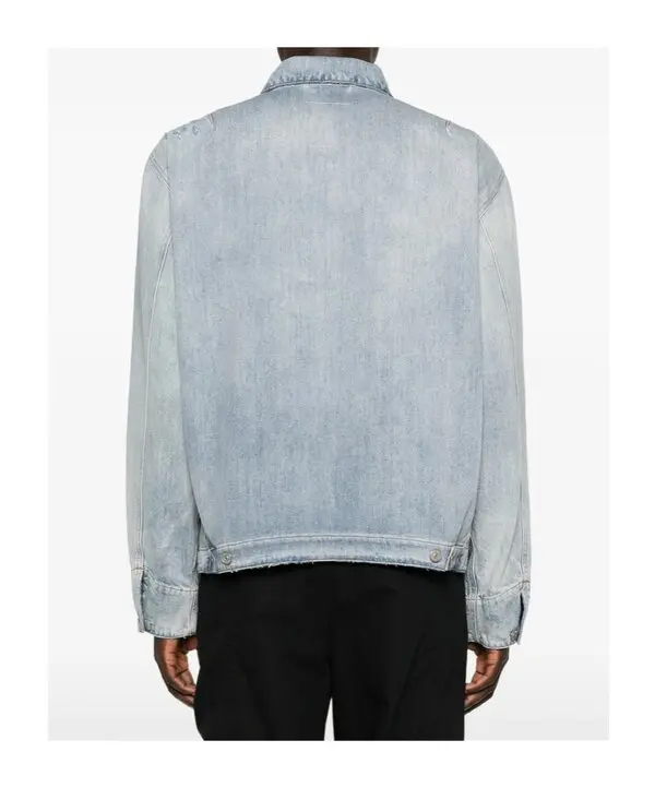 MAISON MARGIELA Numbers-motif Zip Up Denim Jacket - Gray