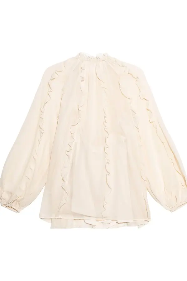 Zimmermann Ruffled High-neck Blouse With Balloon Sleeves