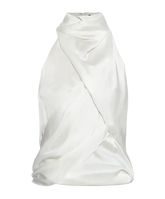Balmain Draped Halterneck Top - White