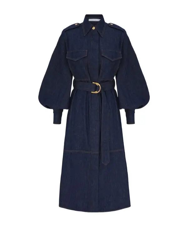 Zimmermann Asymmetrical Hem Denim Cargo Midi Dress - Ink