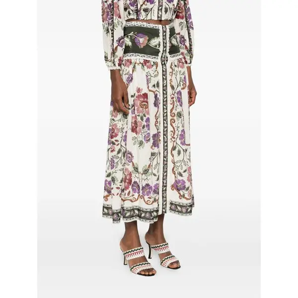 Farm Rio Floral Print Midi Skirt