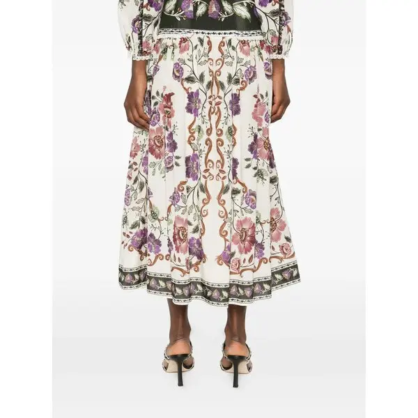 Farm Rio Floral Print Midi Skirt