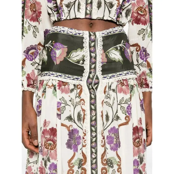 Farm Rio Floral Print Midi Skirt