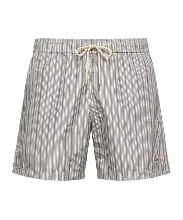Moncler Drawstring Striped Swim Shorts - Gray