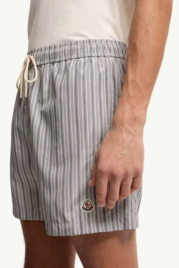Moncler Drawstring Striped Swim Shorts - Gray