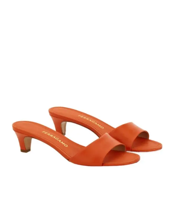 FERRAGAMO Low Heeled Slide Sandals - Red