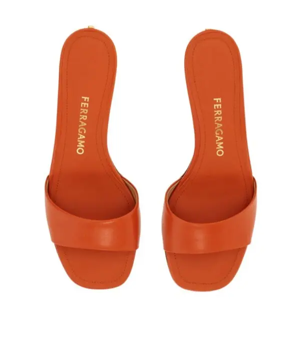 FERRAGAMO Low Heeled Slide Sandals - Red