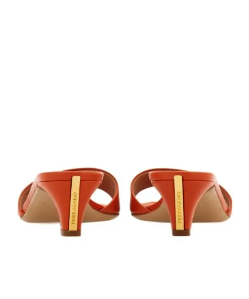 FERRAGAMO Low Heeled Slide Sandals - Red