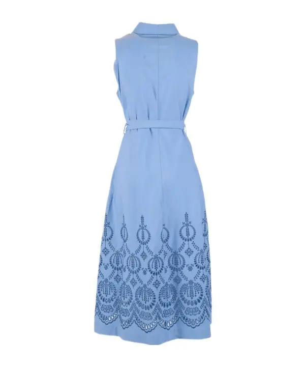 P.a.r.o.s.h Sleeveless Shirt Dress With Openwork Pattern - Blue