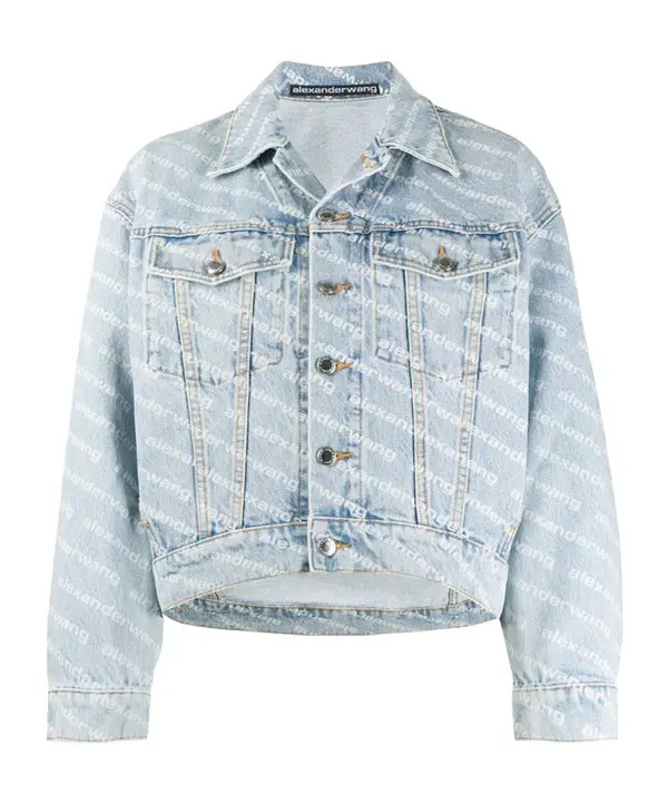 Alexander Wang Allover Logo Denim Jacket - Light Blue