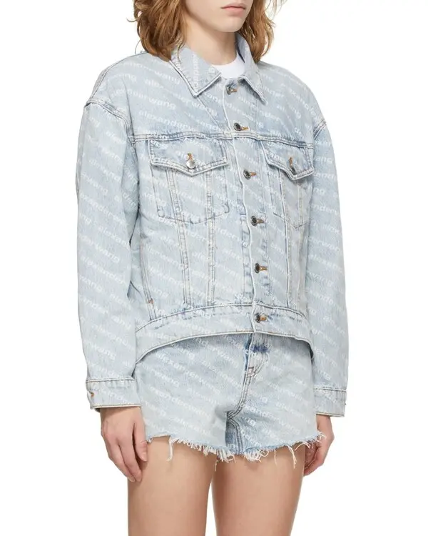 Alexander Wang Allover Logo Denim Jacket - Light Blue