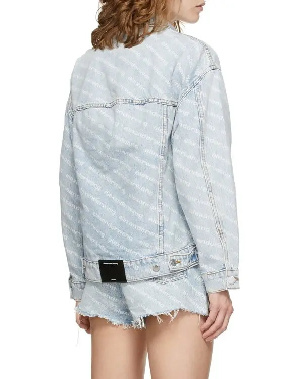 Alexander Wang Allover Logo Denim Jacket - Light Blue