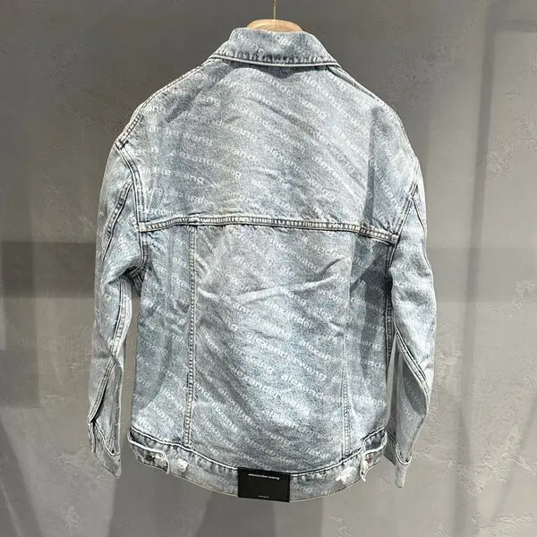 Alexander Wang Allover Logo Denim Jacket - Light Blue