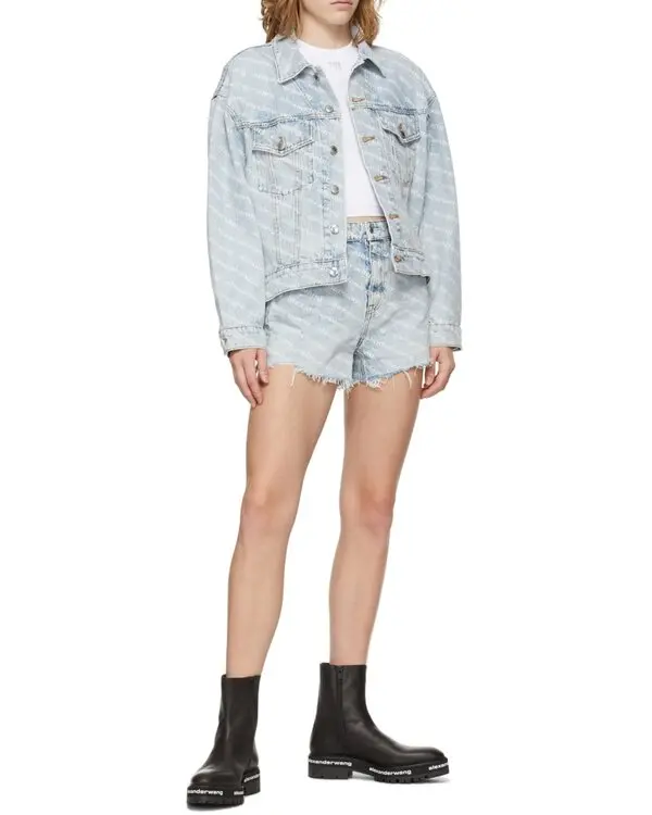 Alexander Wang Allover Logo Denim Jacket - Light Blue