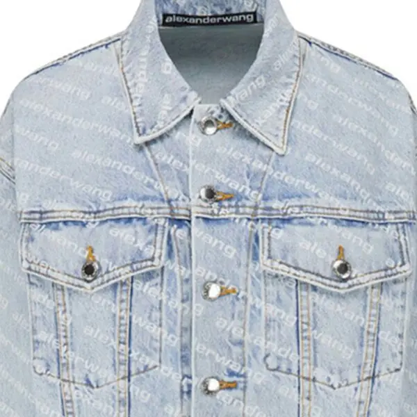 Alexander Wang Allover Logo Denim Jacket - Light Blue