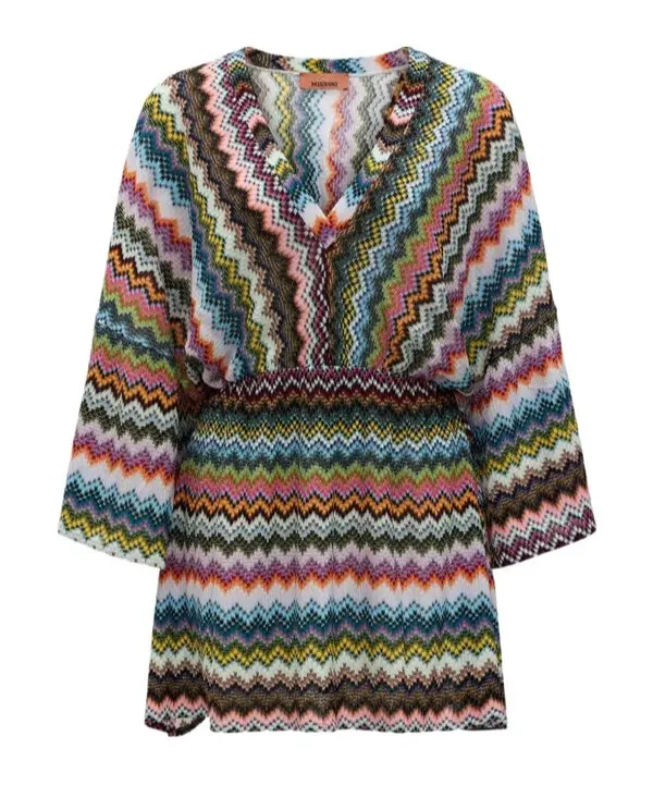 Missoni Chevron V-neck Beach Dress - Gray