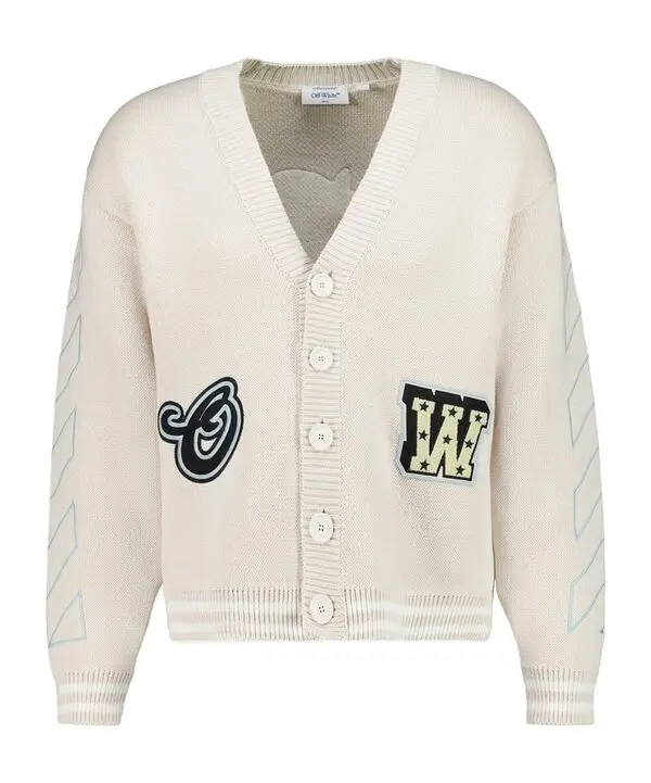 Off-White V-neck Star Varsity Logo Cardigan - Off-white