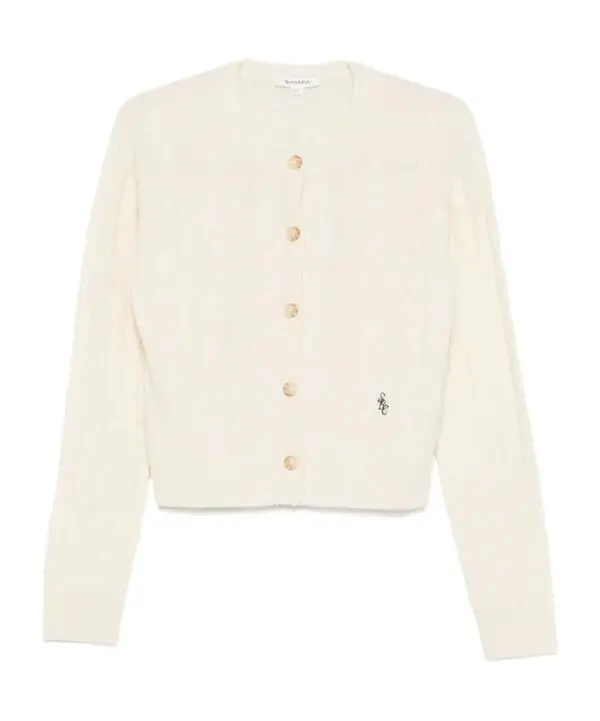 SPORTY  RICH Sporty & Rich Logo Detailed Knitted Cardigan