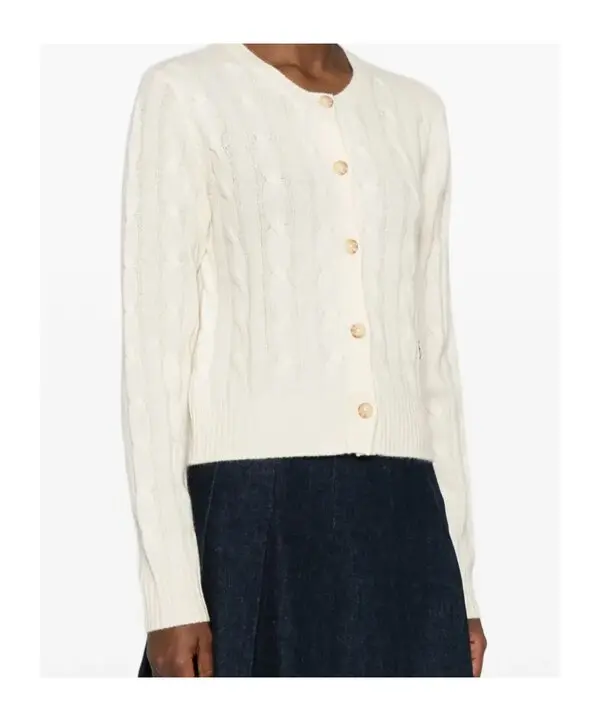 SPORTY  RICH Sporty & Rich Logo Detailed Knitted Cardigan