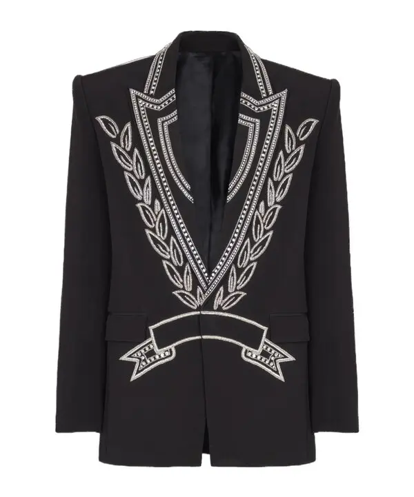 Balmain Embellished Crepe Single-button Blazer