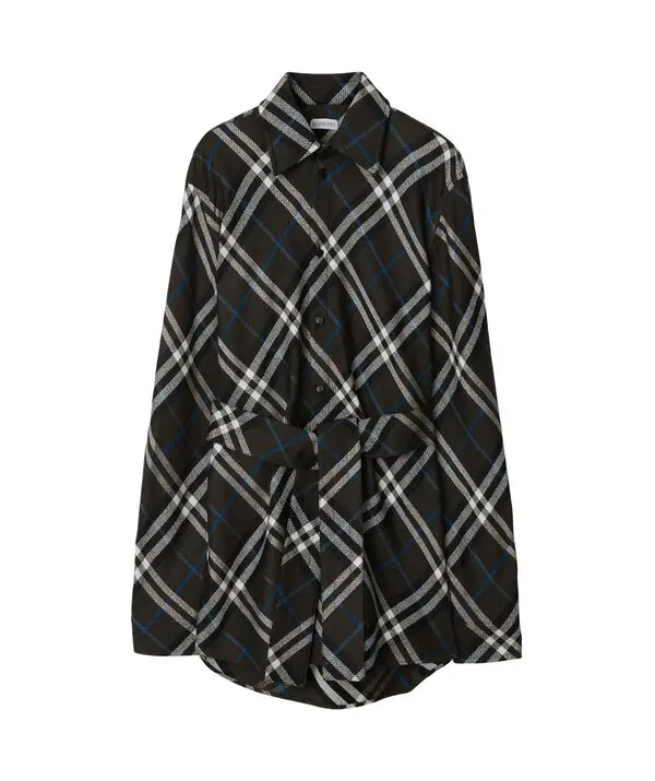Burberry Check Pattern Buttoned Belted Shirt - Snug