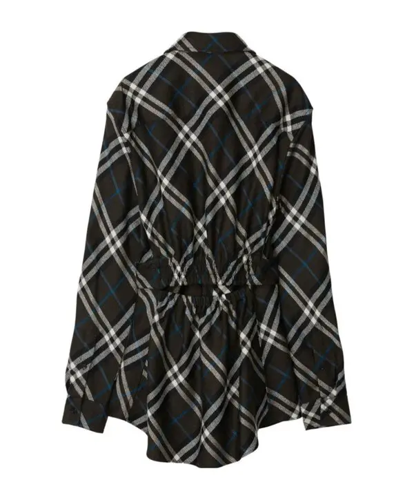 Burberry Check Pattern Buttoned Belted Shirt