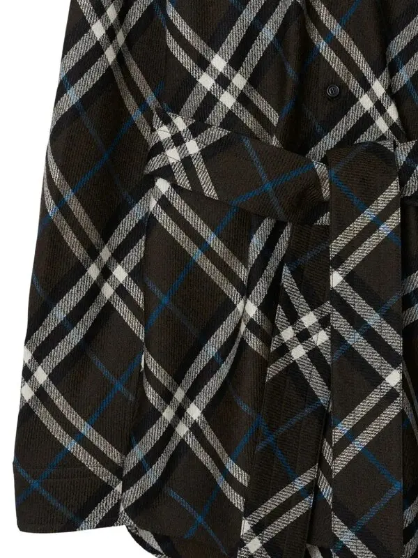Burberry Check Pattern Buttoned Belted Shirt