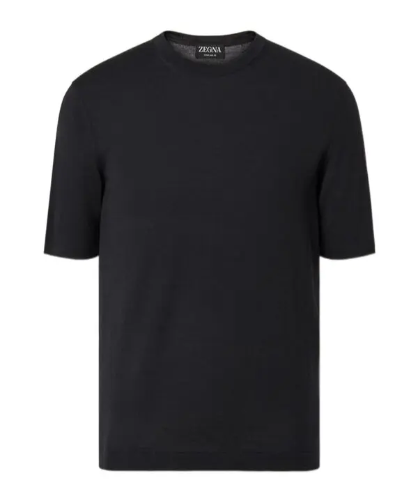 Zegna Fine Knit Crew Neck T-shirt - Black