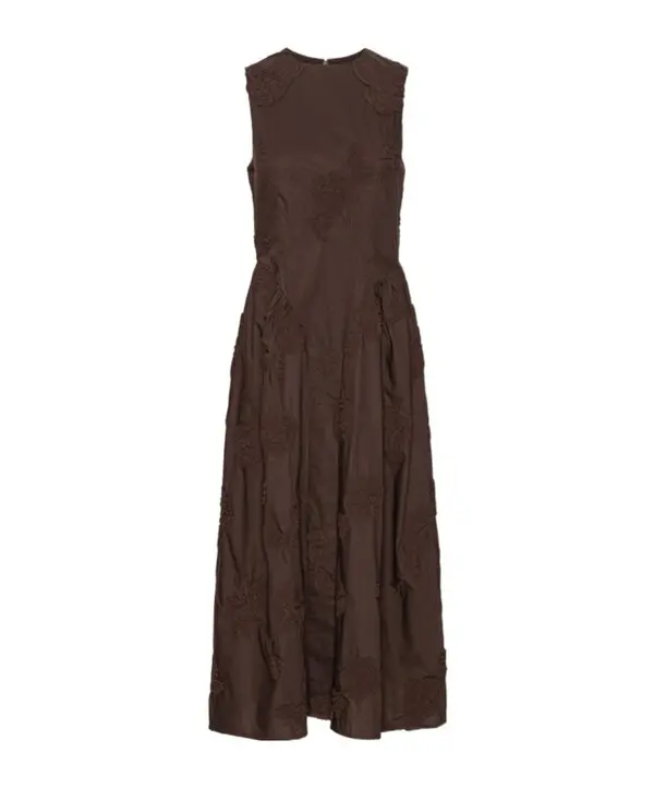 ROTATE BY BIRGER CHRISTENSEN Flower Detail Midi Dress - Dark Brown