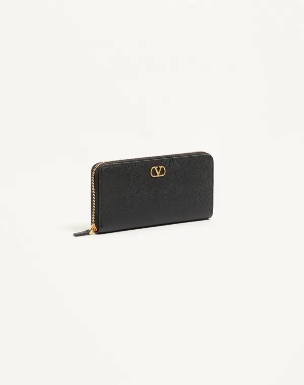 Valentino Garavani Vlogo Signature Zip-up Wallet - Black