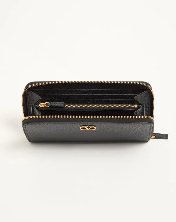 Valentino Garavani Vlogo Signature Zip-up Wallet - Black