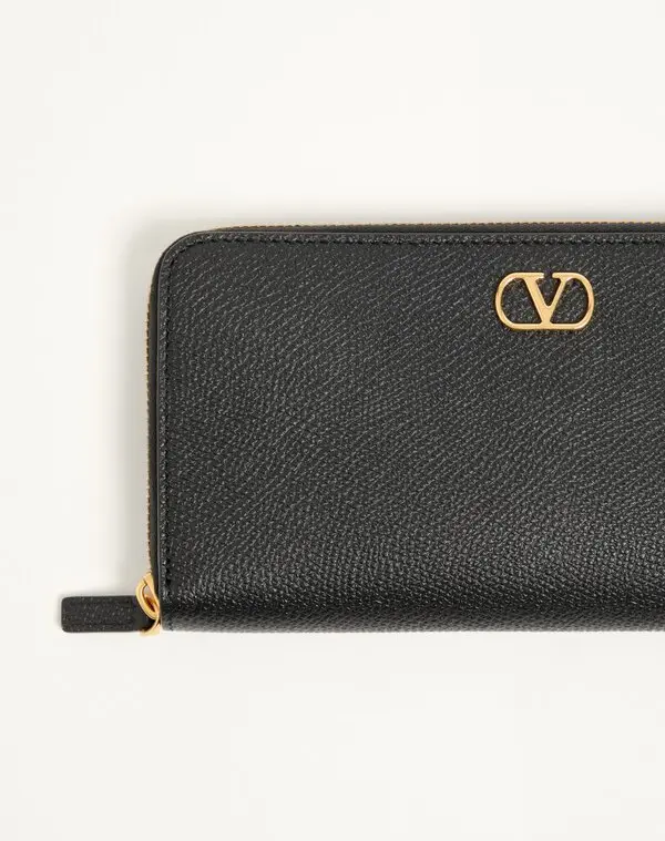 Valentino Garavani Vlogo Signature Zip-up Wallet - Black