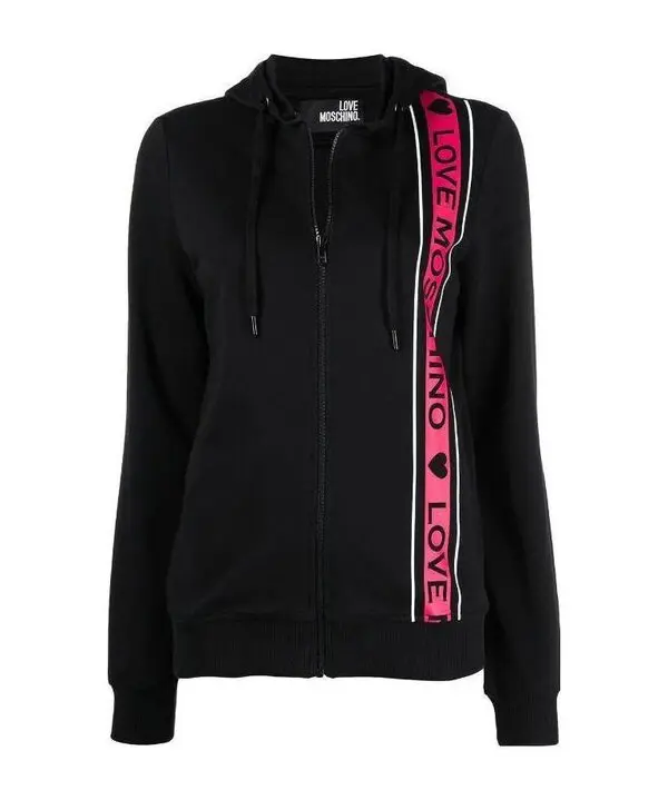 Moschino Printed Zip-up Hoodie - Black
