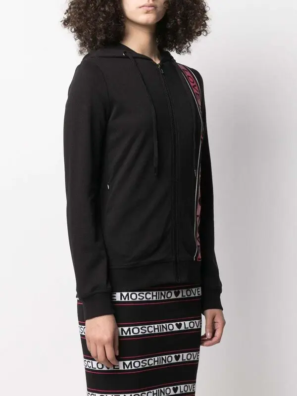 Moschino Printed Zip-up Hoodie - Black