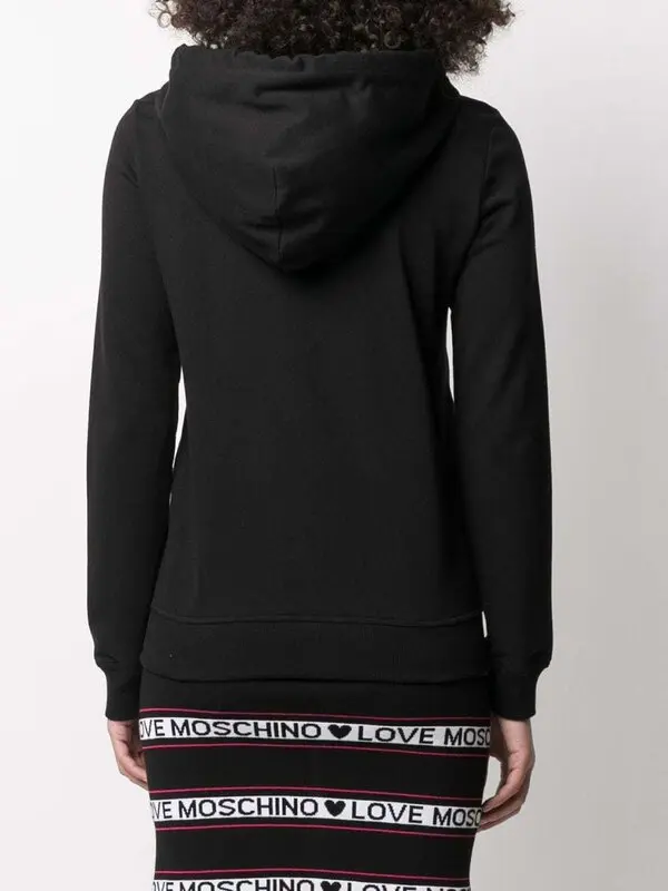 Moschino Printed Zip-up Hoodie - Black