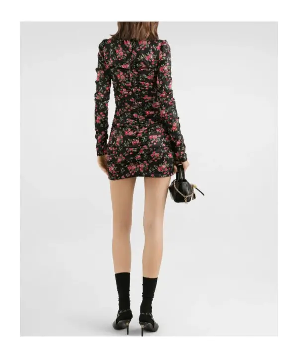 Dolce & Gabbana Small Rose Bouquets-printed Mini Satin Dress - Multi-color