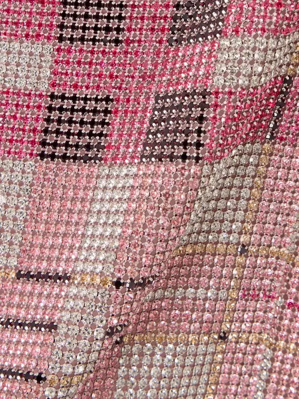 SELF-PORTRAIT Crystal-embellished Plaid Mini Skirt