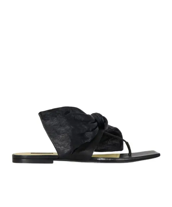 Givenchy Boudoir Bow Thong Slides - Black