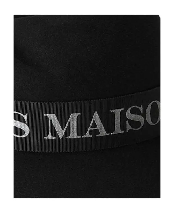 MAISON MICHEL Virginie Fedora Hat With Logo Trim - Black