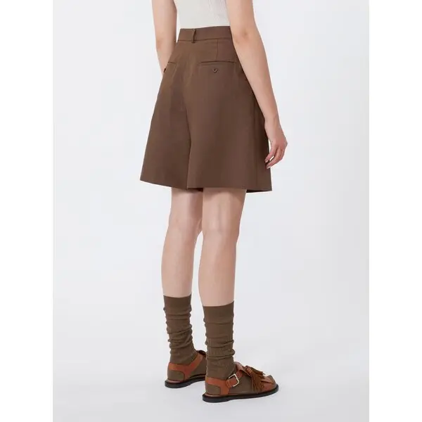 Max Mara Pleated Bermuda Shorts - Chocolate-colored
