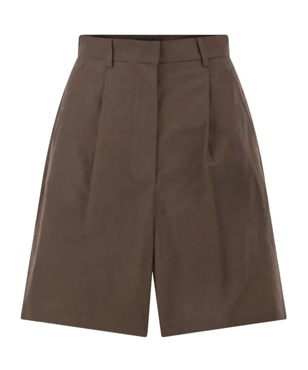 Max Mara Decuba Pleated Bermuda Shorts - Chocolate-colored