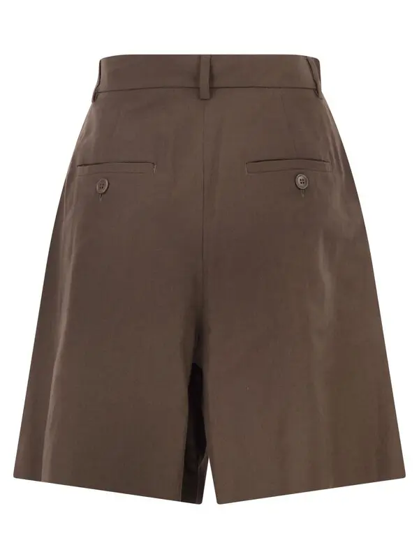Max Mara Decuba Pleated Bermuda Shorts - Chocolate-colored