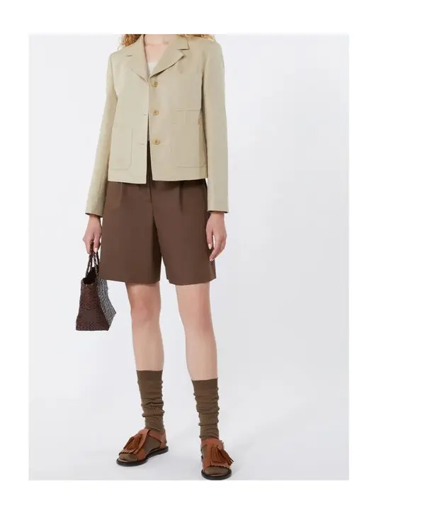 Max Mara Decuba Pleated Bermuda Shorts - Chocolate-colored