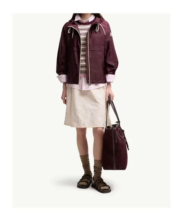 Moncler Coquelicot Zip-up Hooded Jacket - Wine Red